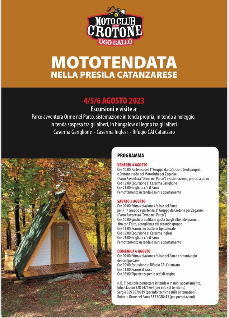 Al via il 4-5-6 agosto la “Mototendata nella Presila Catanzarese ...